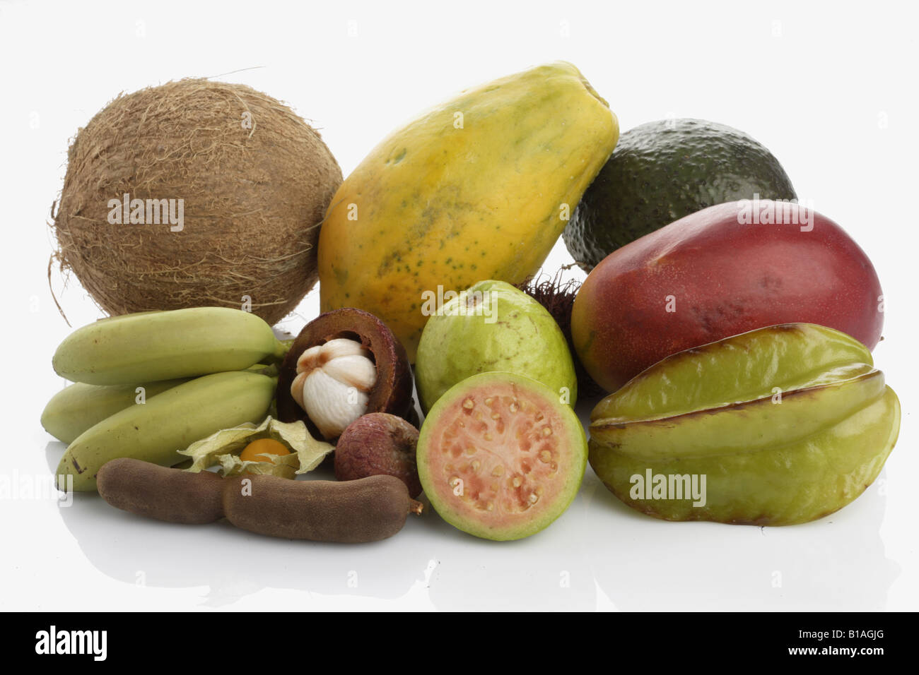 Tropical fruit assortment still life Stock Photo - Alamy