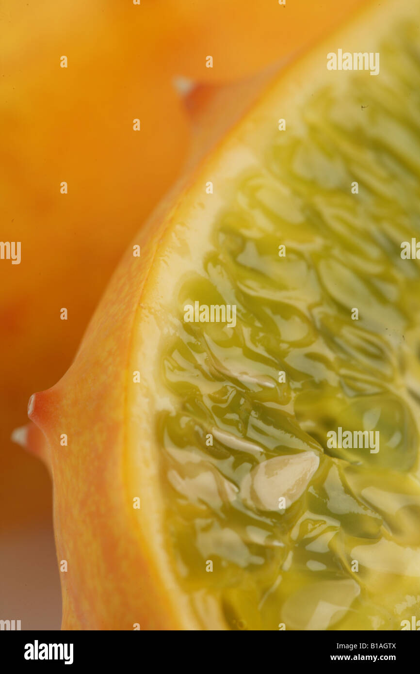 A kiwano cut close up Stock Photo - Alamy