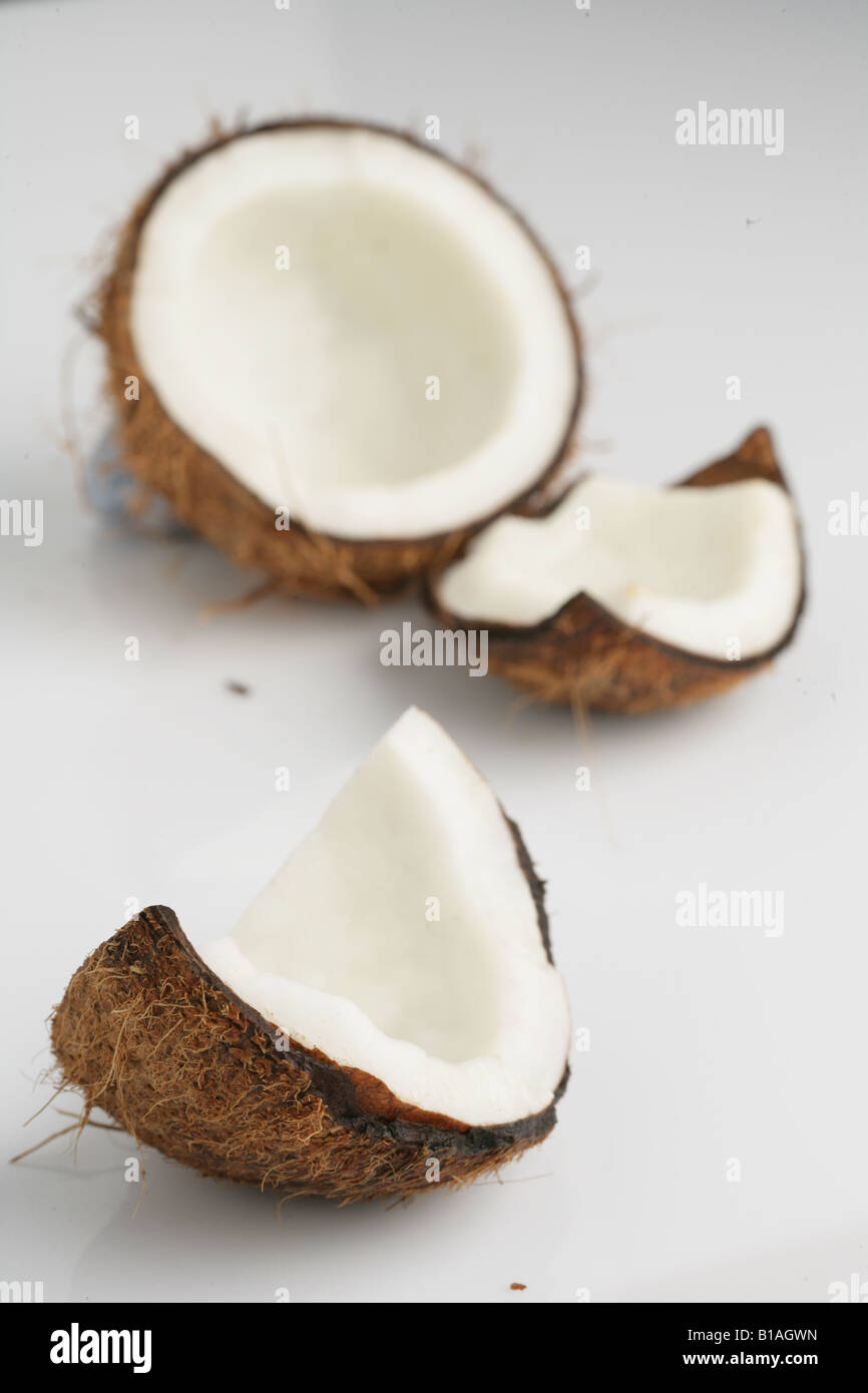 Coconut cut in half Stock Photo - Alamy