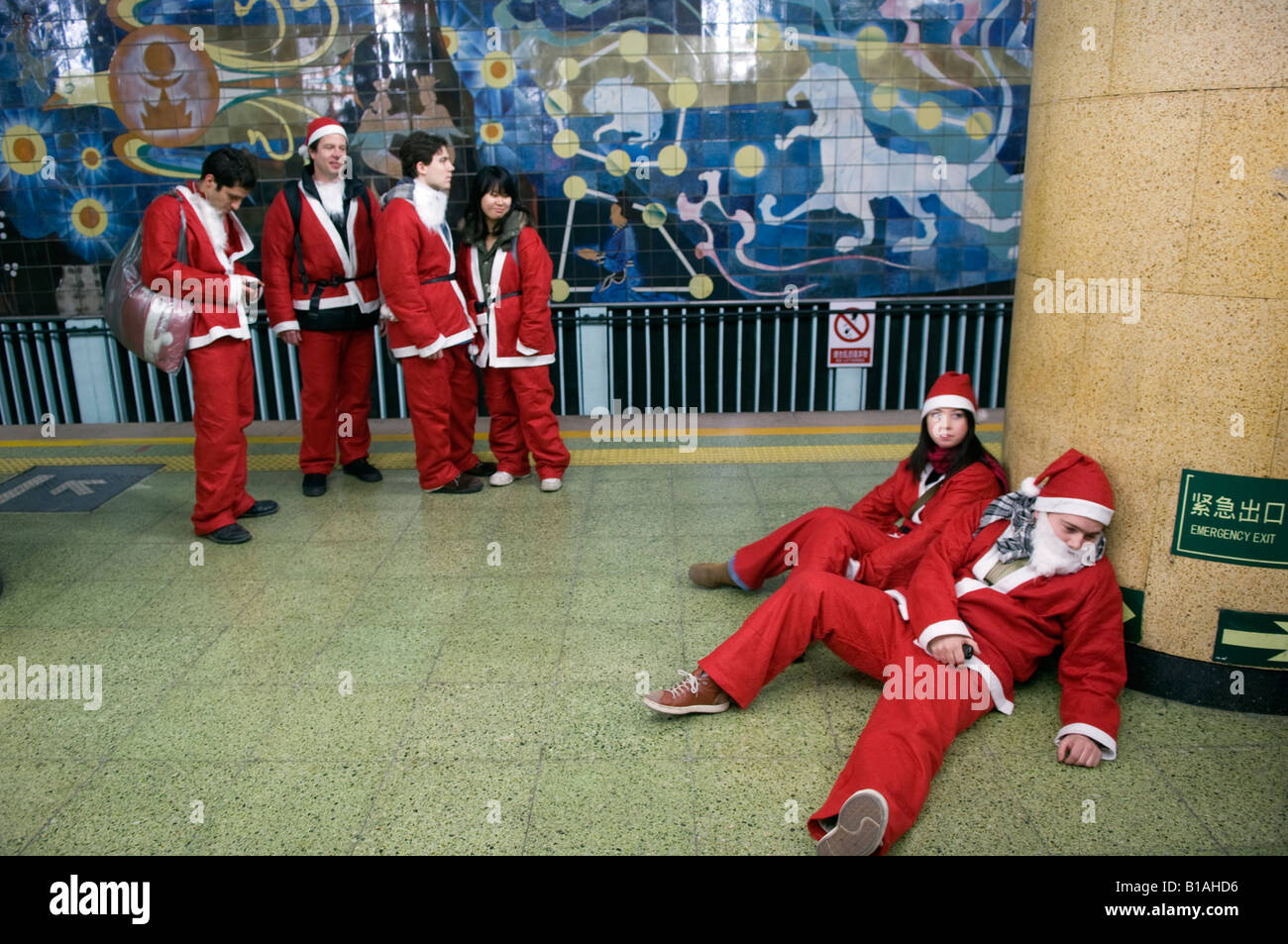 foreign and Chinese residents dressed up as Santa on Christmas Day ...