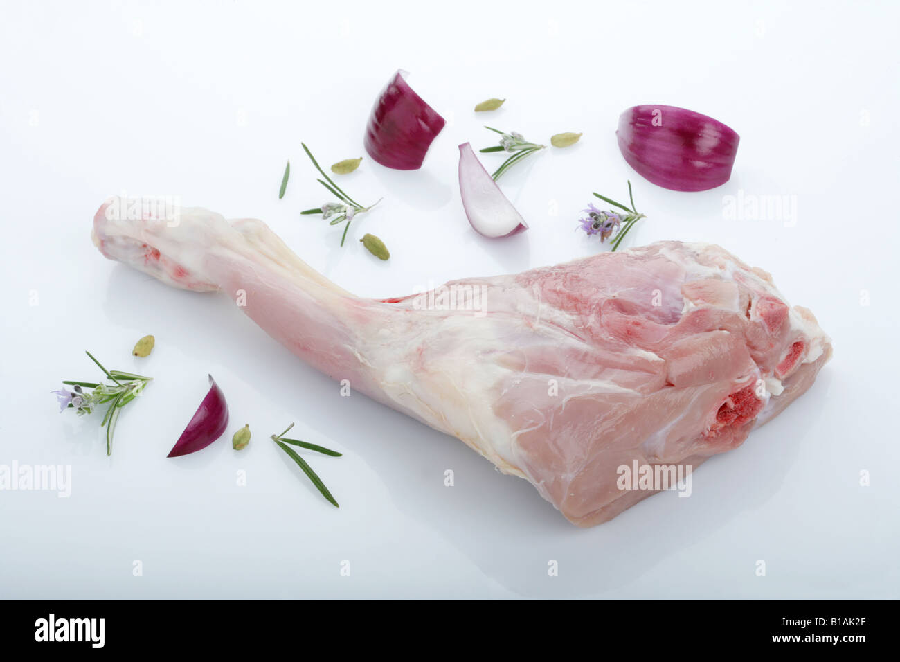 Raw leg of lamb Stock Photo - Alamy