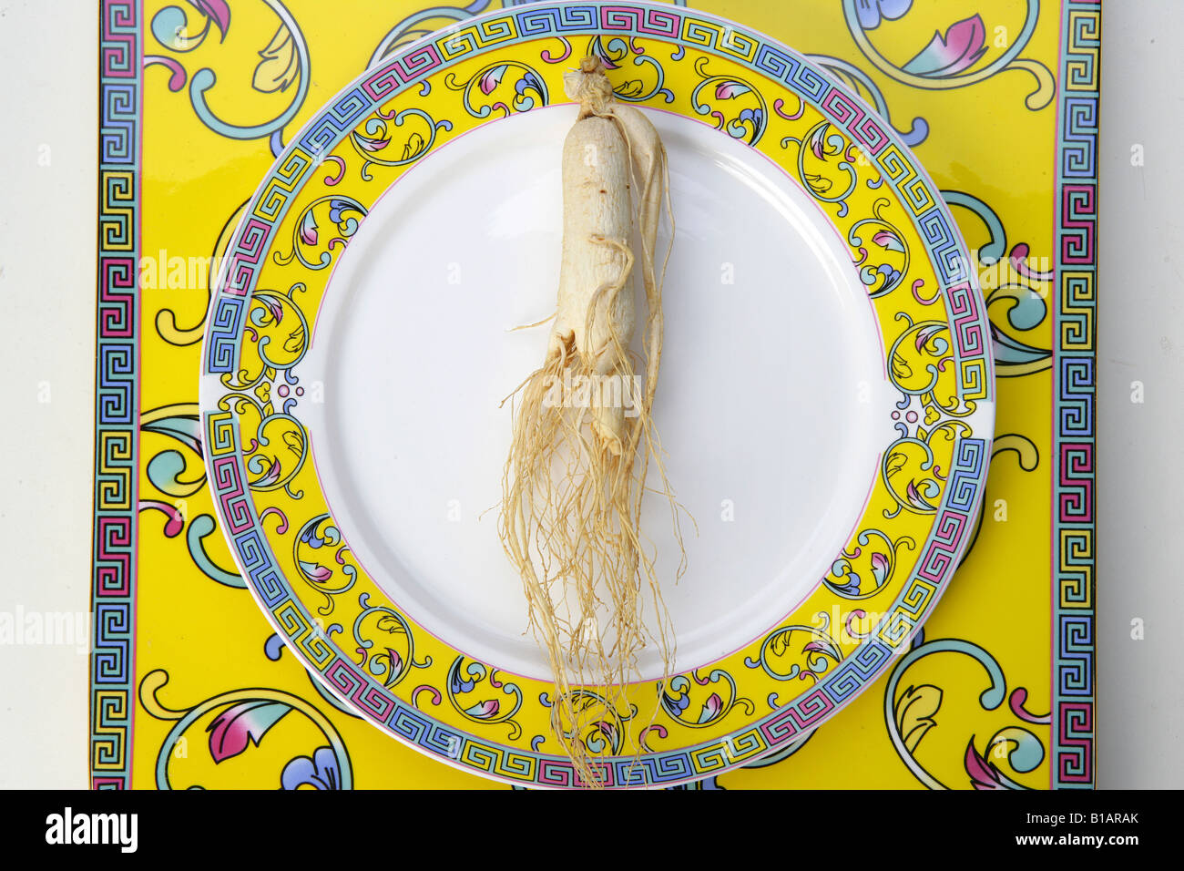 Genseng in a plate Stock Photo - Alamy