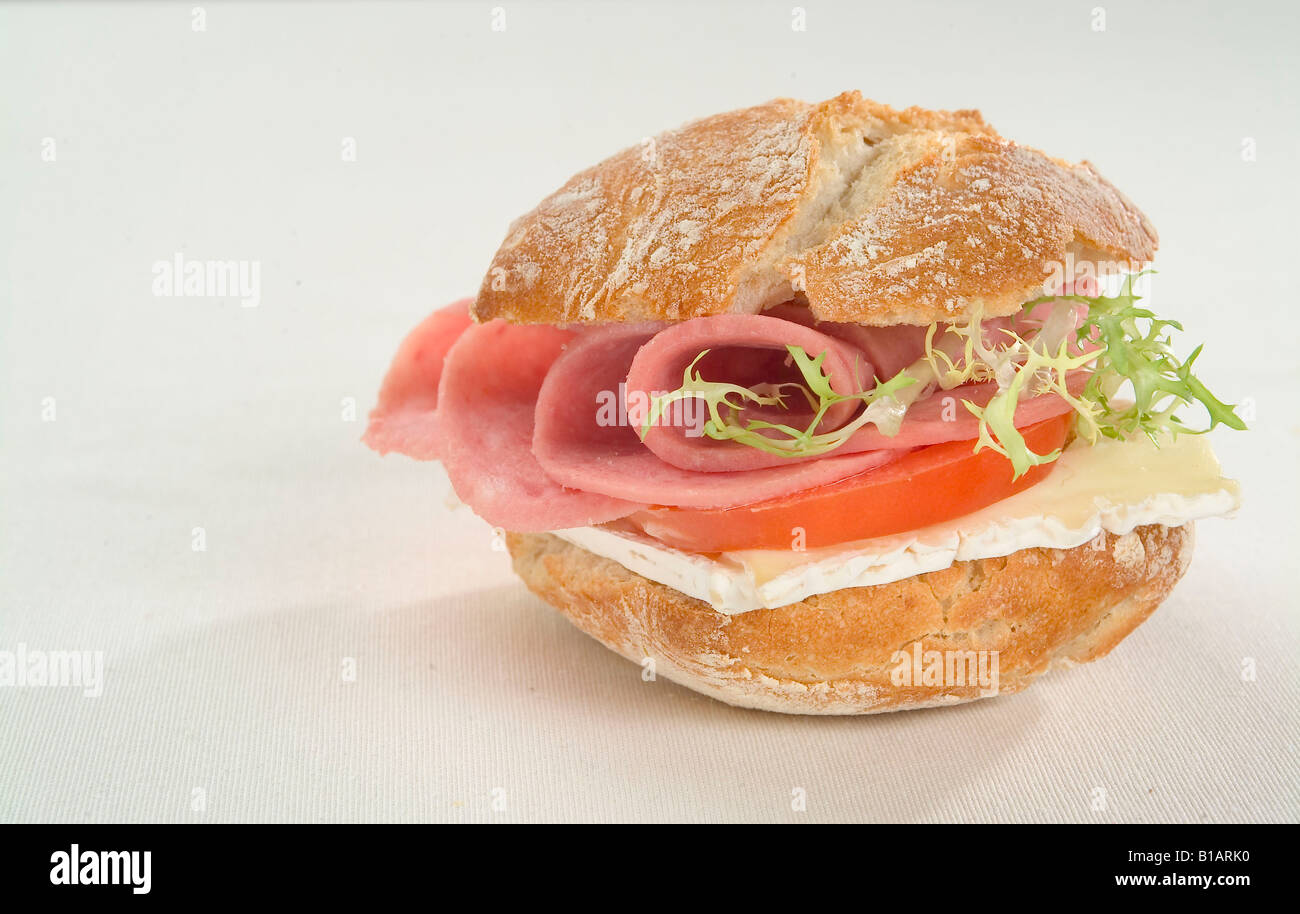 Cooked cold meat and cheese sandwich Stock Photo - Alamy