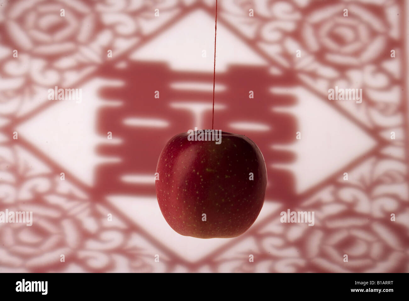 a hanging red apple Stock Photo - Alamy