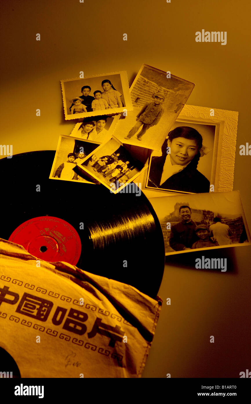 old pictures with record Stock Photo - Alamy