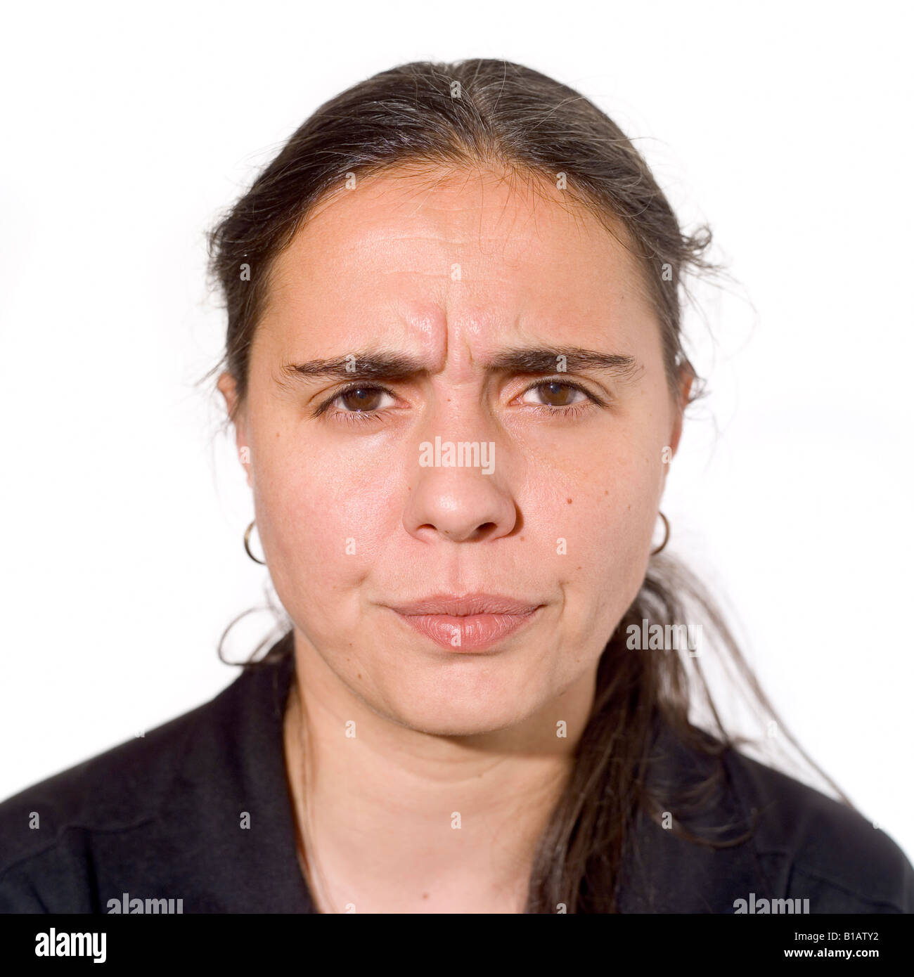 Woman face dark background Cut Out Stock Images & Pictures - Alamy