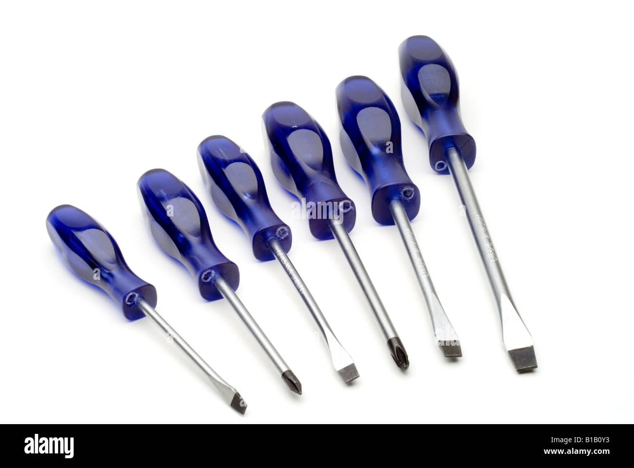 Set of blue handle screwdrivers cut out, industry Stock Photo - Alamy