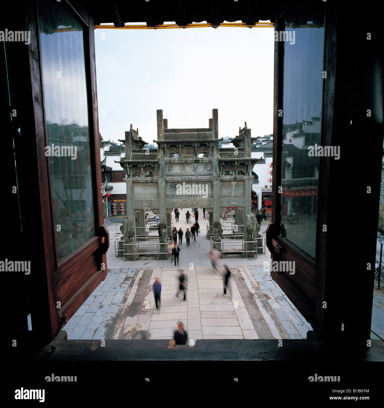 torii from opened window in area of ancient Huizhou,Anhui,China Stock ...