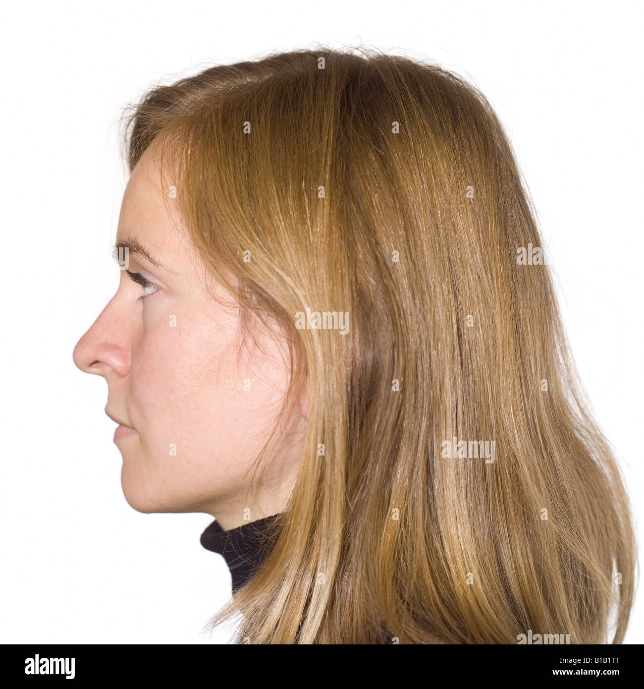 Woman side view serious close up cutout hi-res stock photography and ...