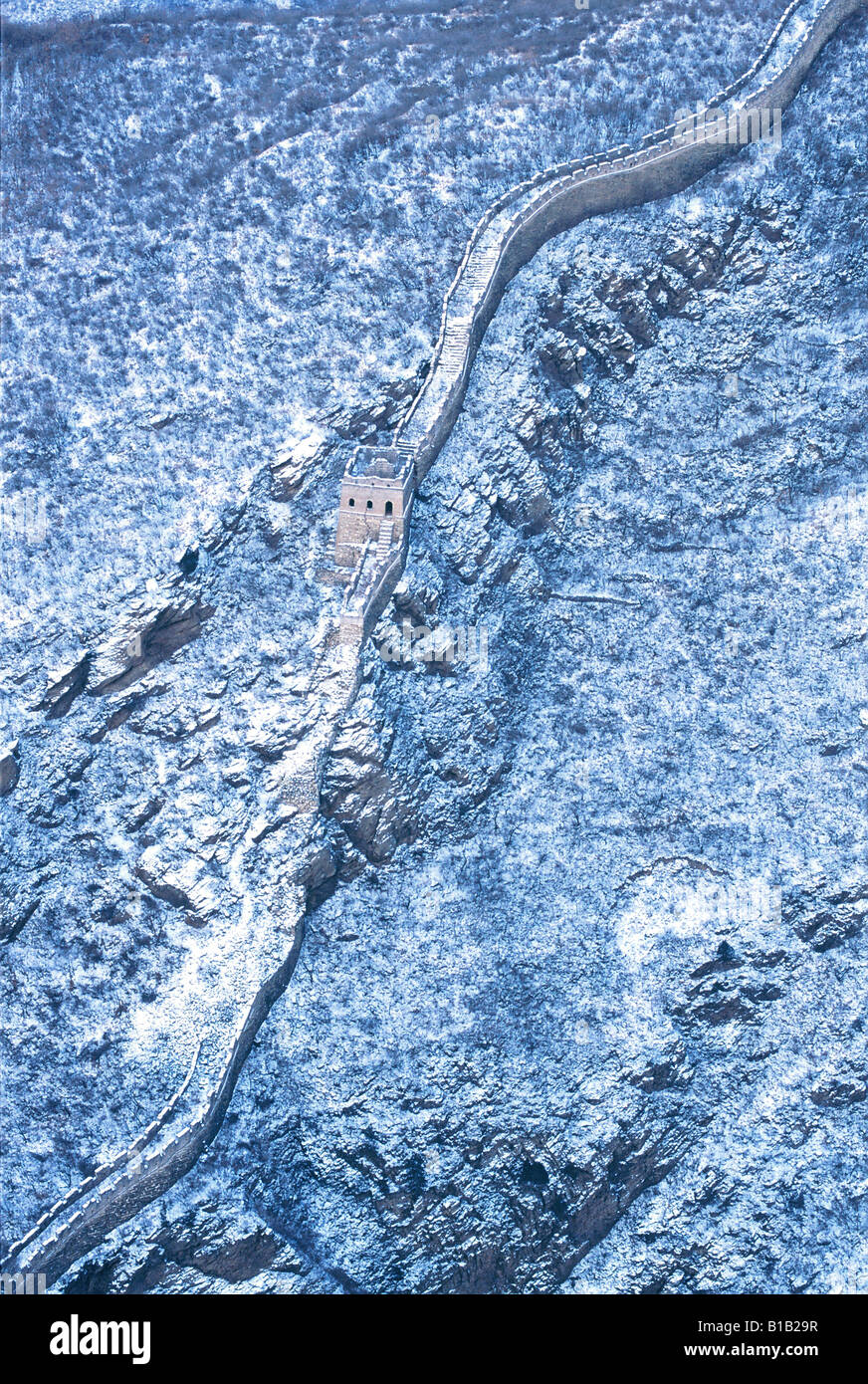 high angle view of Great Wall in snow,China Stock Photo - Alamy