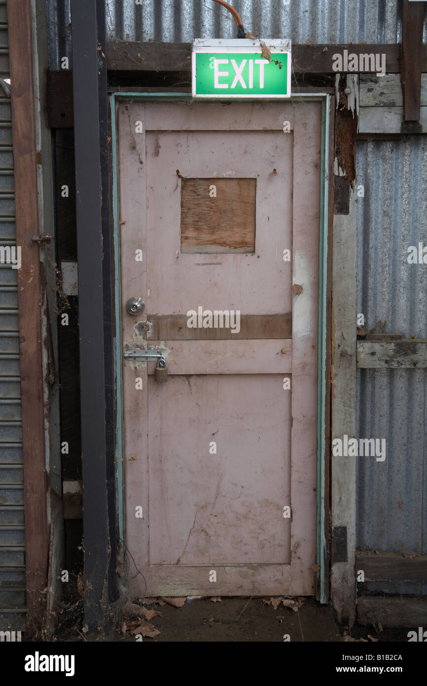 old and locked exit door Stock Photo - Alamy