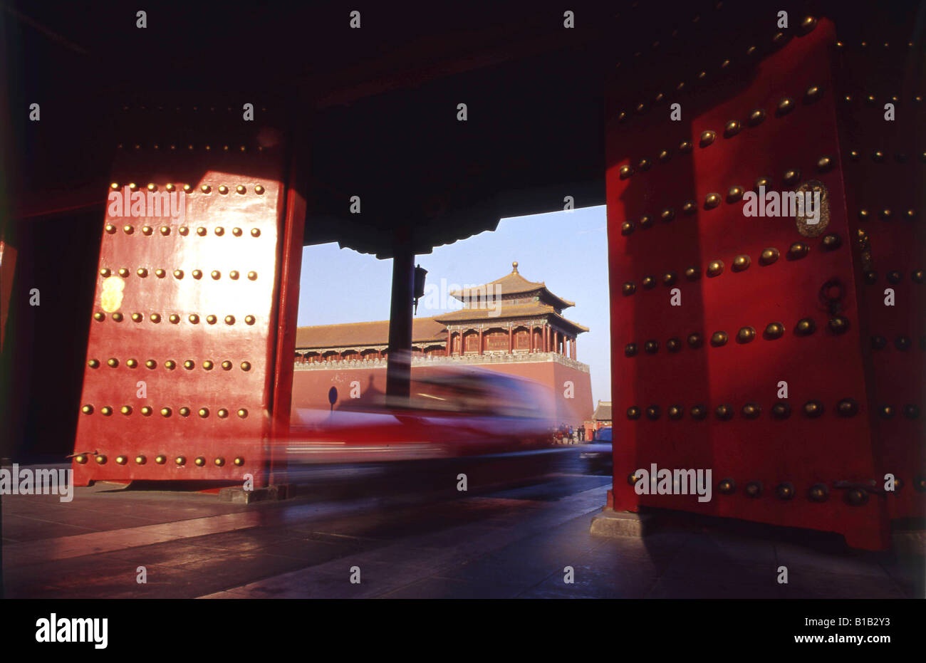 car running through gate of Forbidden City,Beijing,China Stock Photo ...