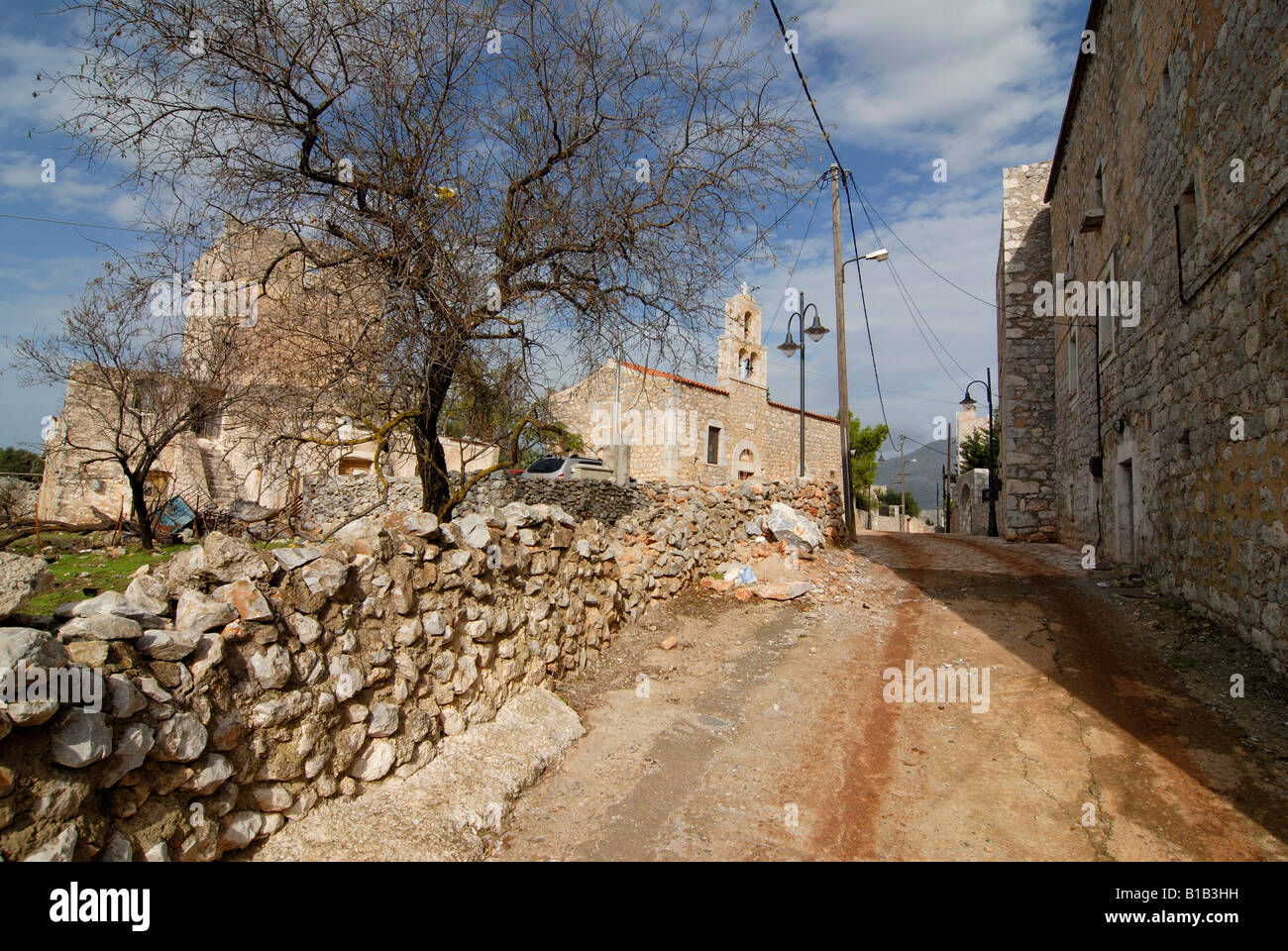 The mid age village of Vathi with its watchtowers in the Mani ...