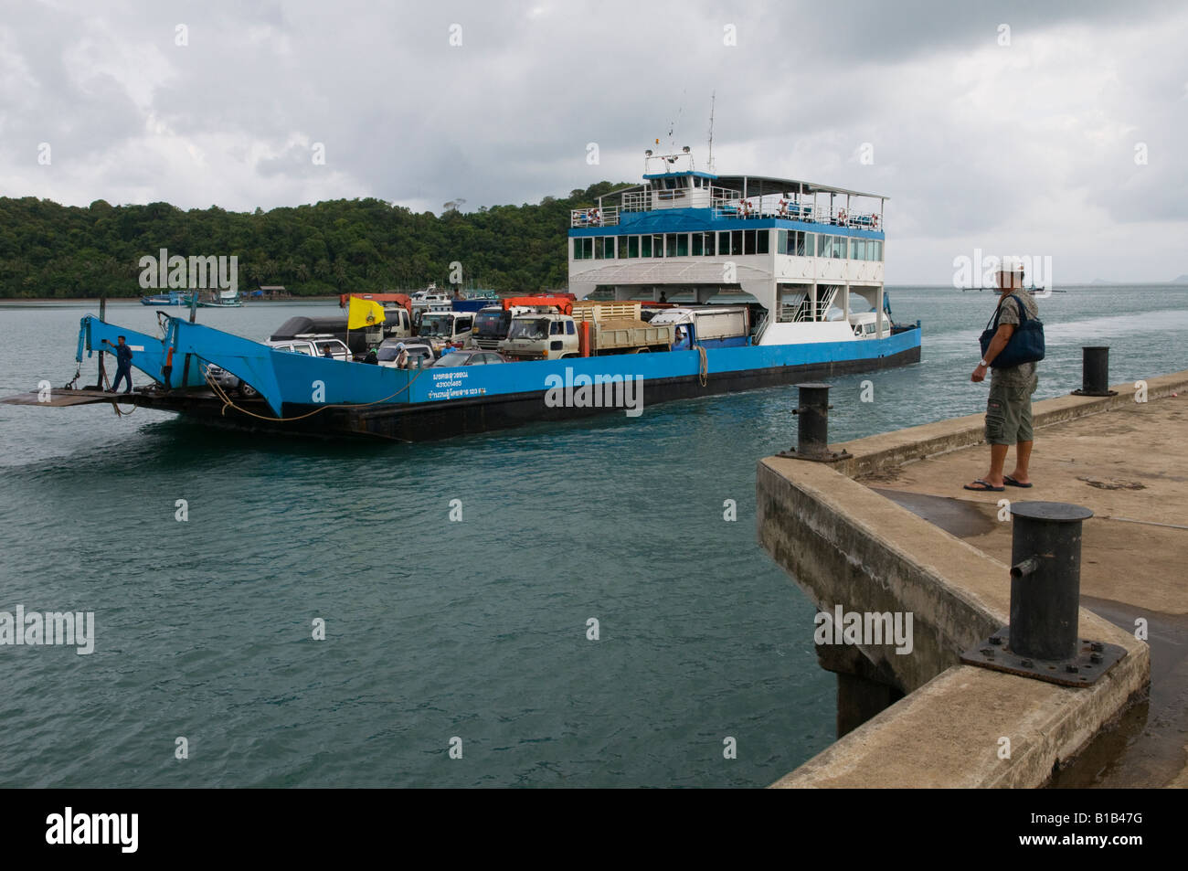 Thailand Trat province Koh Chang Island Publi ferry boat arriving from ...