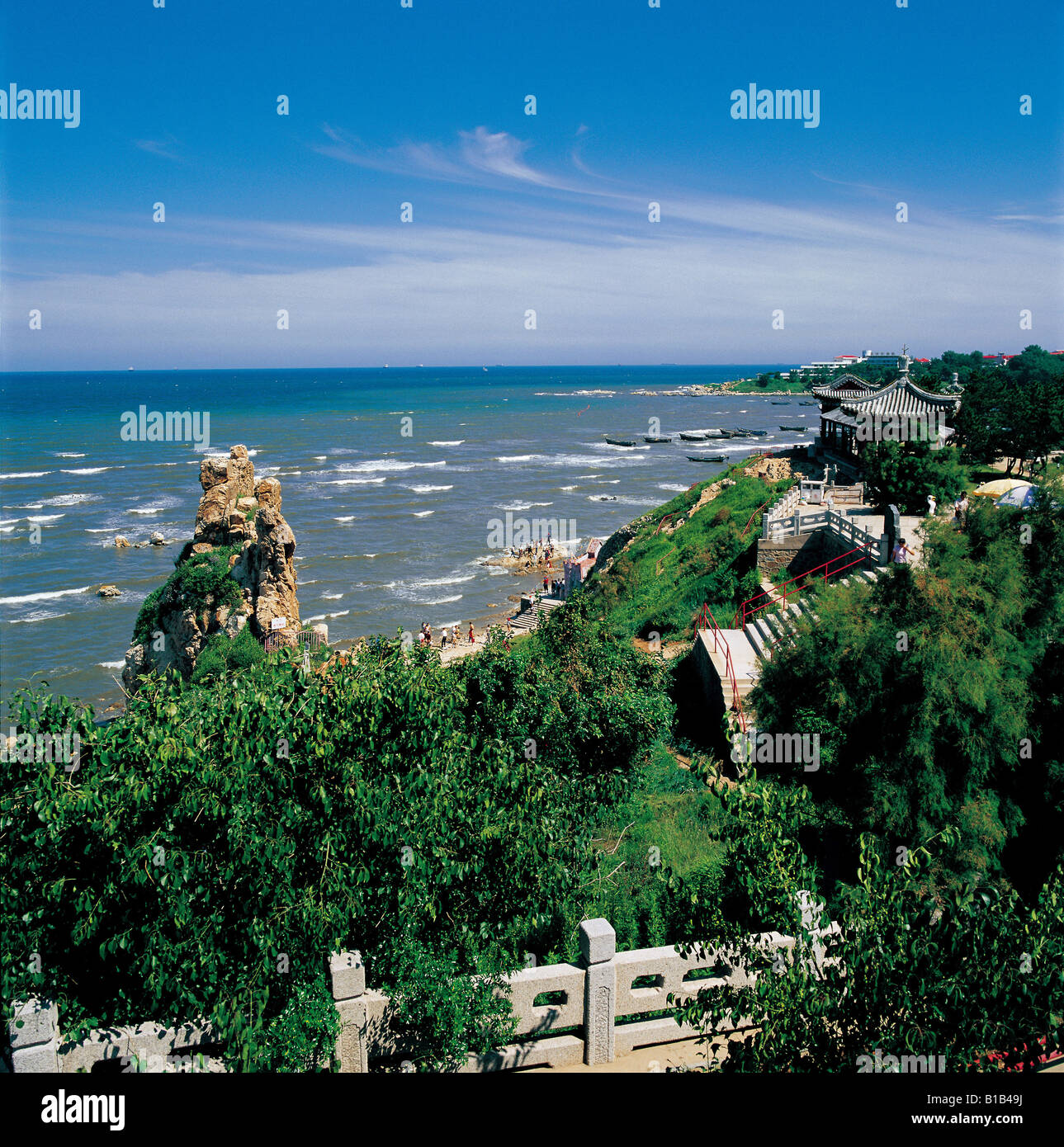traditional building on mountain by sea Stock Photo - Alamy