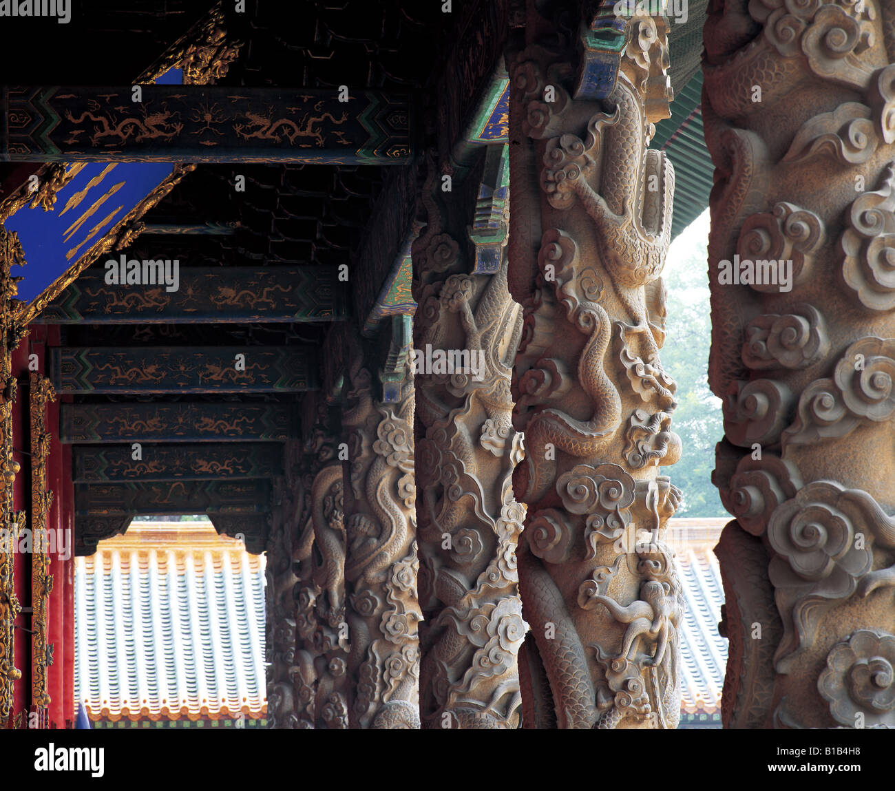 columns of Temple of Confucius,Qufu,Shandong,China,close up Stock Photo ...