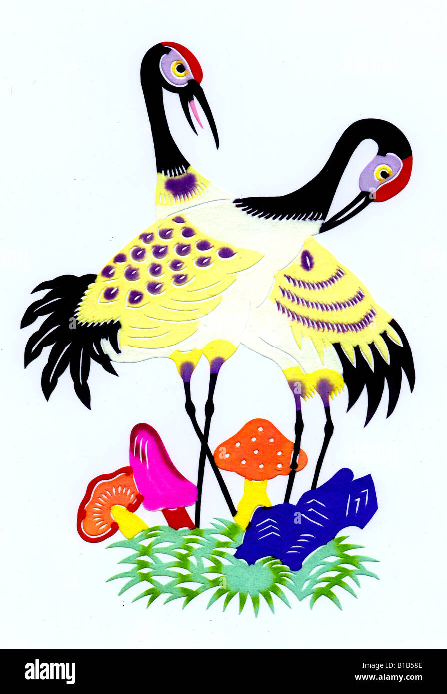 cut or torn paper,two cranes Stock Photo - Alamy