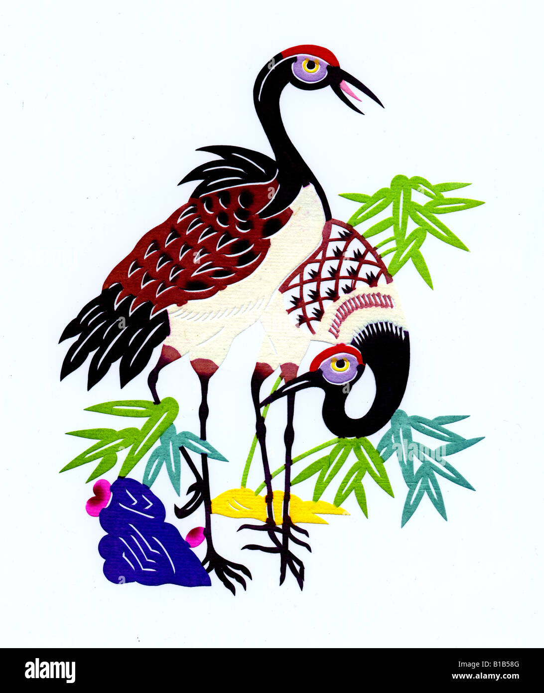 cut or torn paper,two cranes Stock Photo - Alamy
