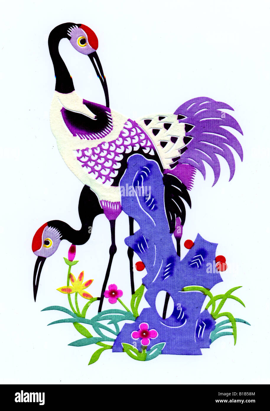 cut or torn paper,two cranes Stock Photo - Alamy
