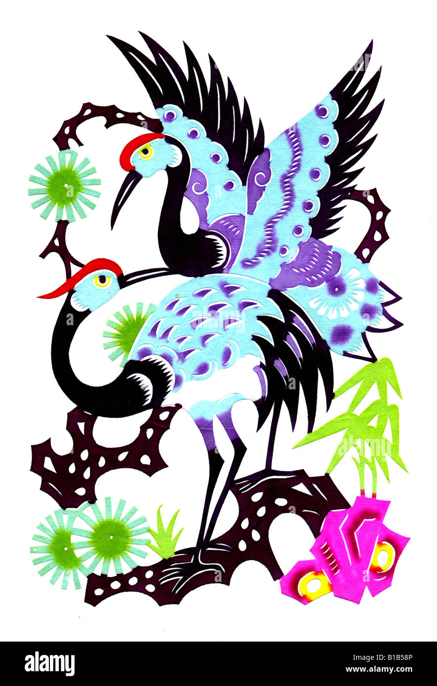 cut or torn paper,two cranes Stock Photo - Alamy
