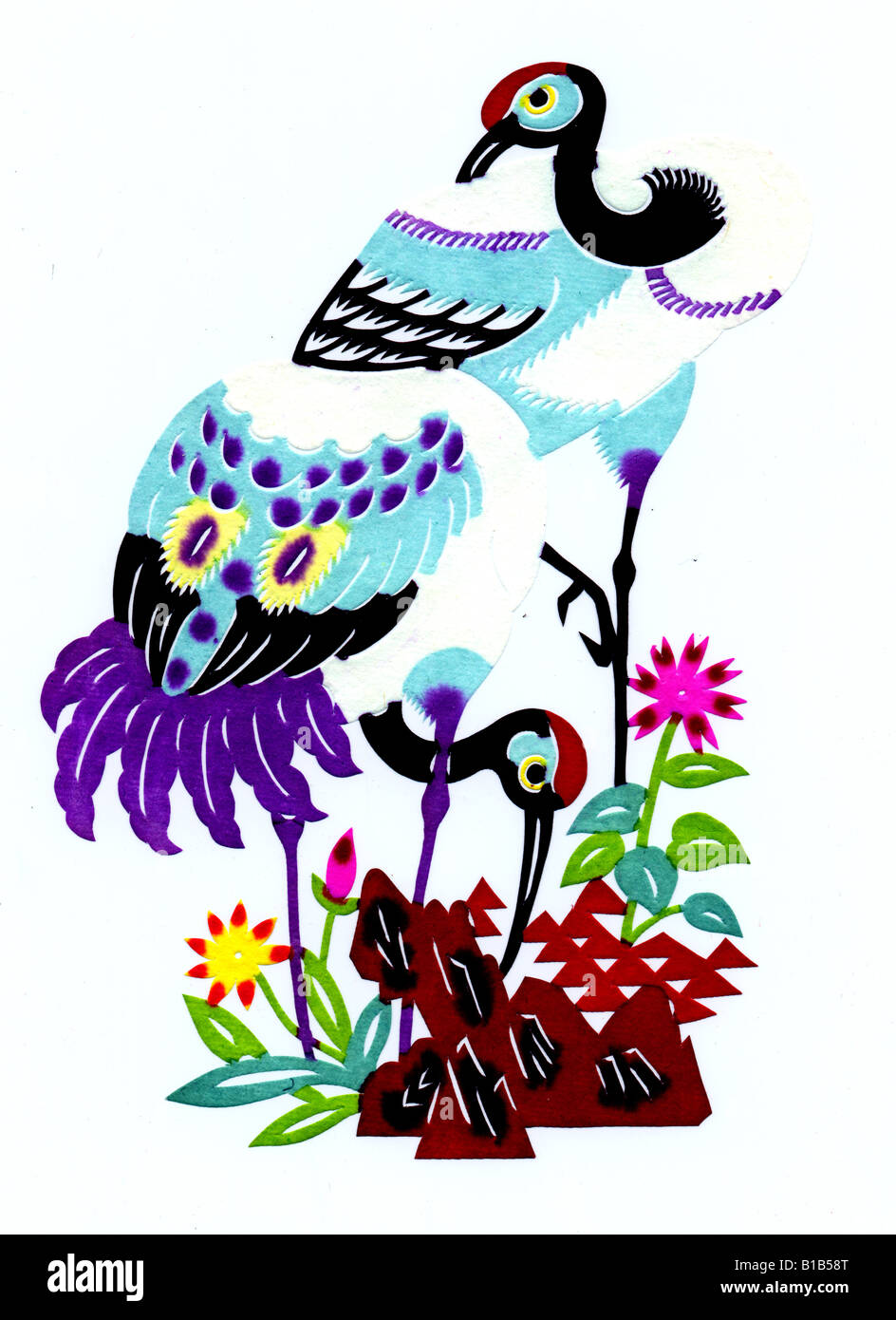 cut or torn paper,two cranes Stock Photo - Alamy