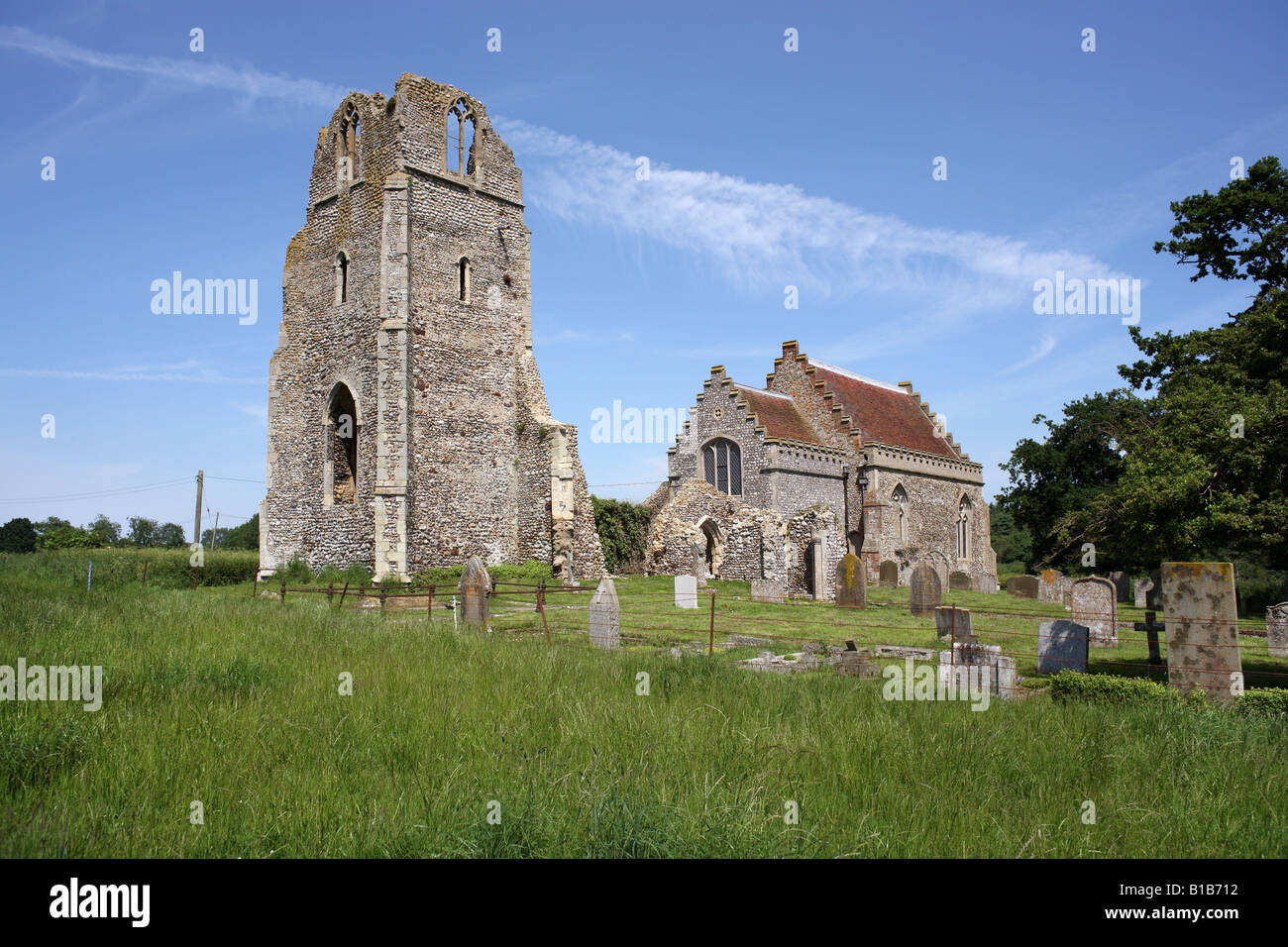 Private church and chapel with dilapidated tower set in private estate ...