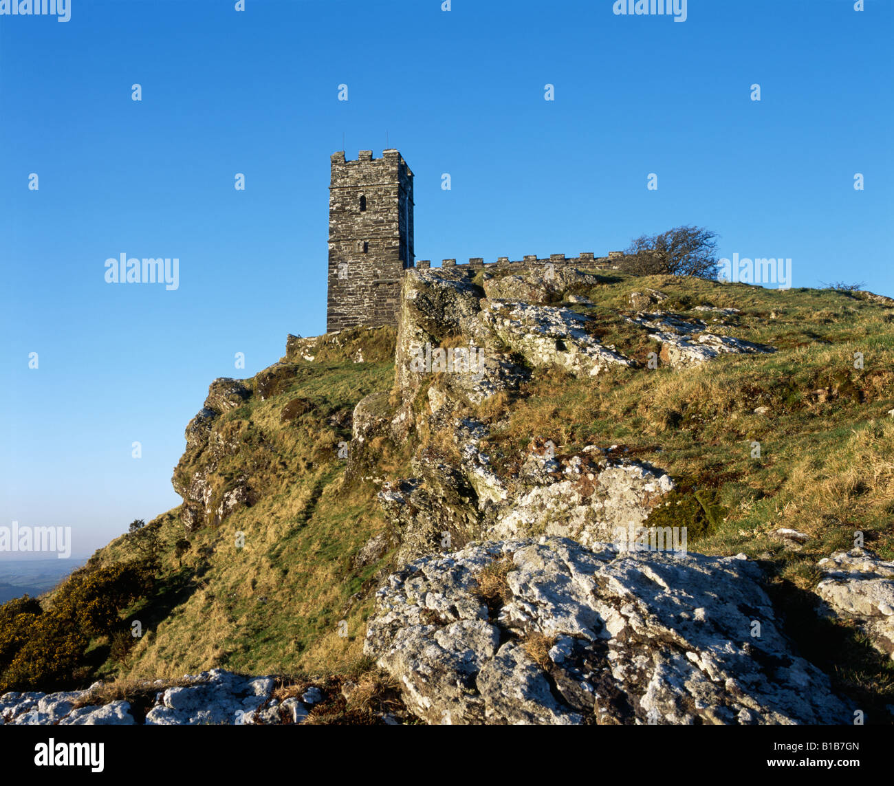 The Church of St Michael on Brent Tor on the edge of the Dartmoor ...