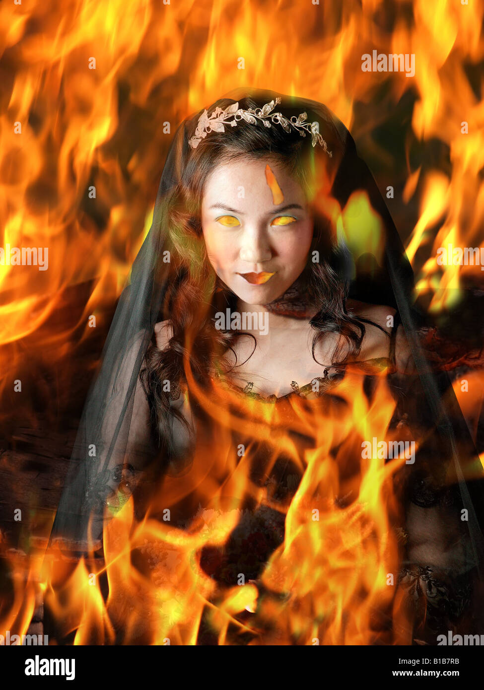 vampire witch in fire Stock Photo - Alamy