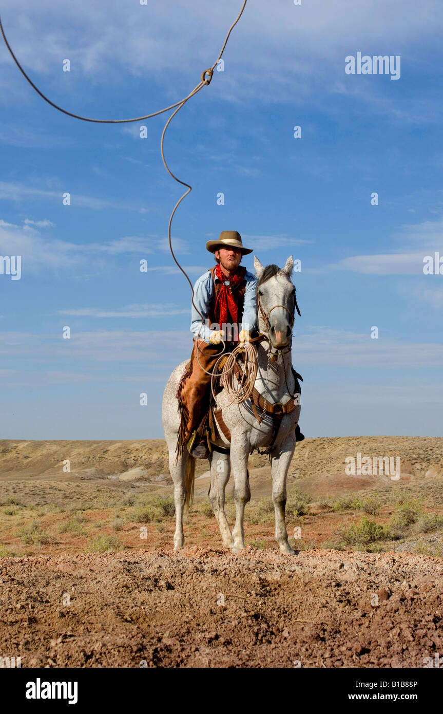 Cowboys roping and riding hi-res stock photography and images - Alamy