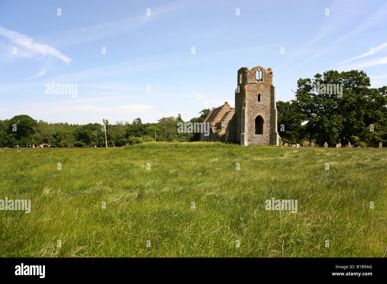Private church and chapel with dilapidated tower set in private estate ...