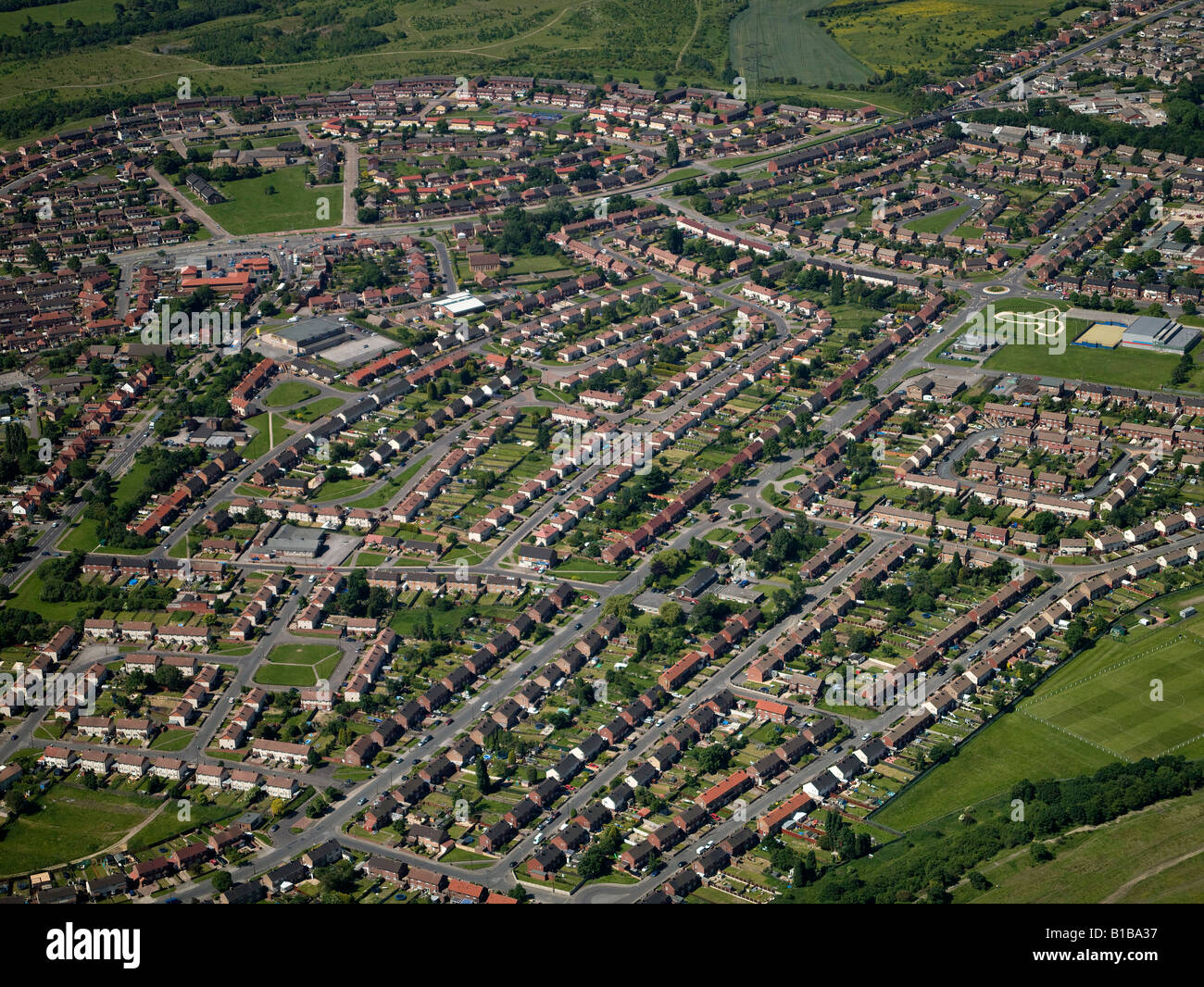 Local Authority Housing Estate from the Air, Barnsley, South Yorkshire ...