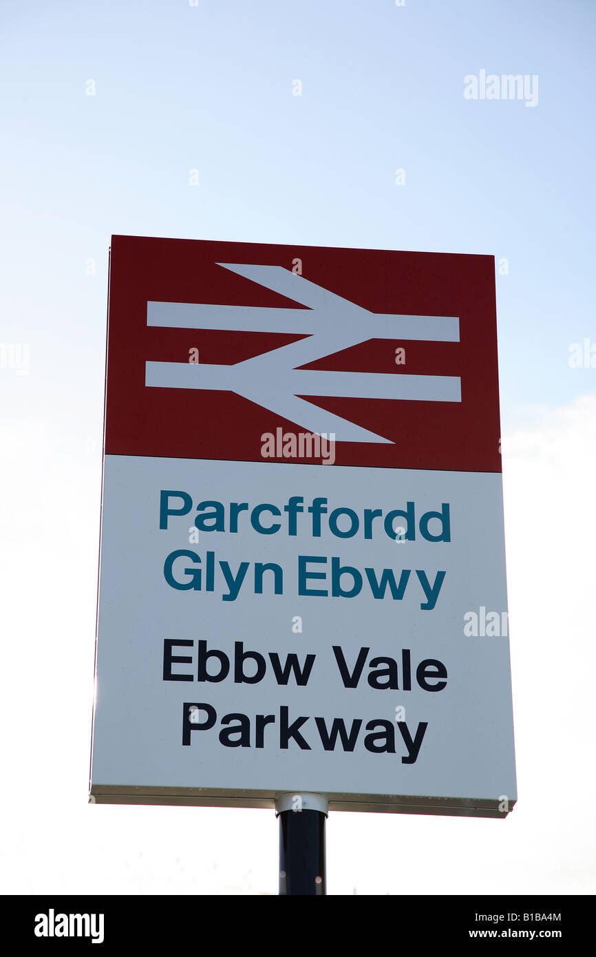 Sign Ebbw Vale Parkway Train Station Stock Photo - Alamy