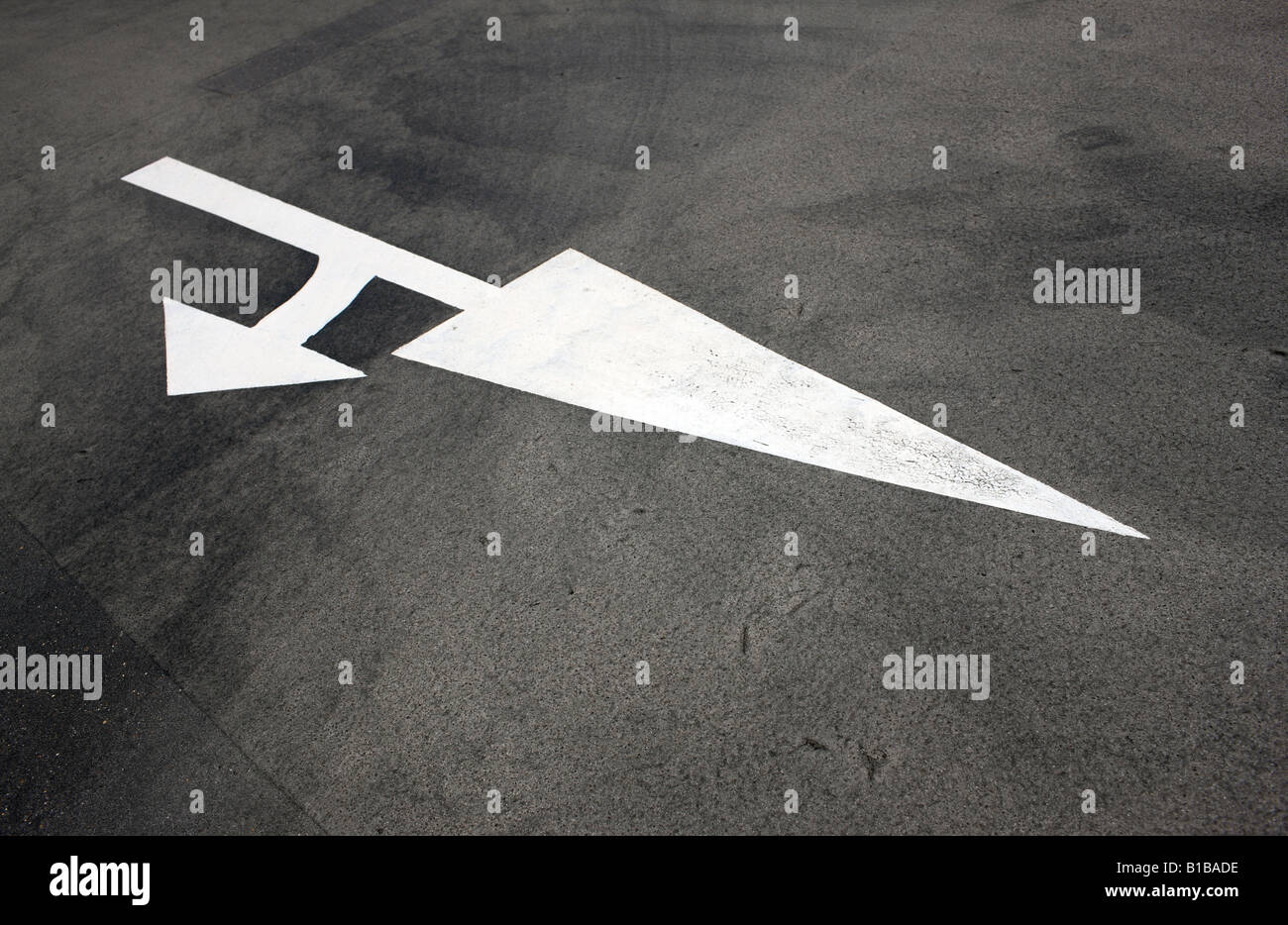 Road Marking, indicating a straight on and right turn Stock Photo - Alamy