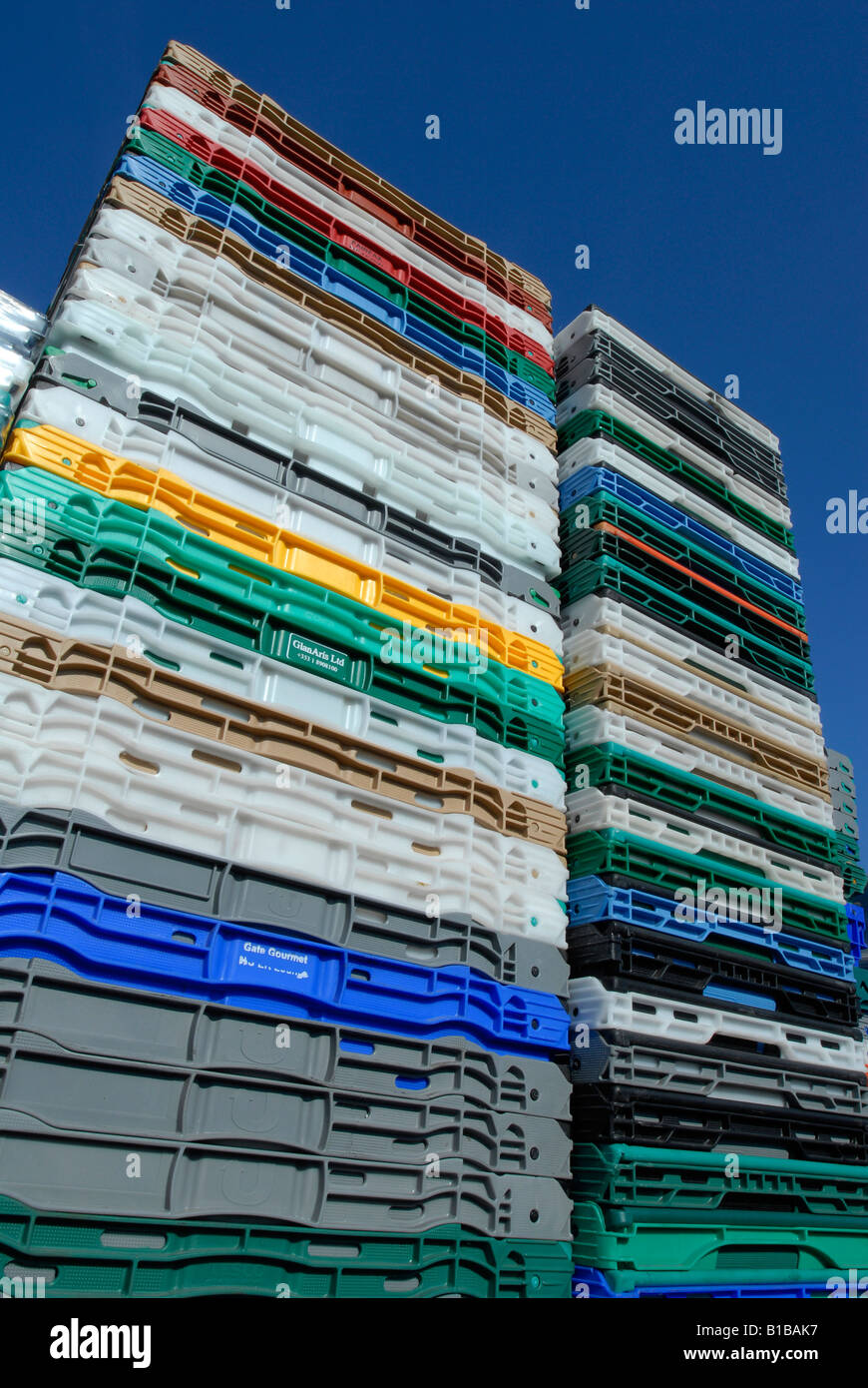 Plastic supermarket trays awaiting recycling Stock Photo - Alamy