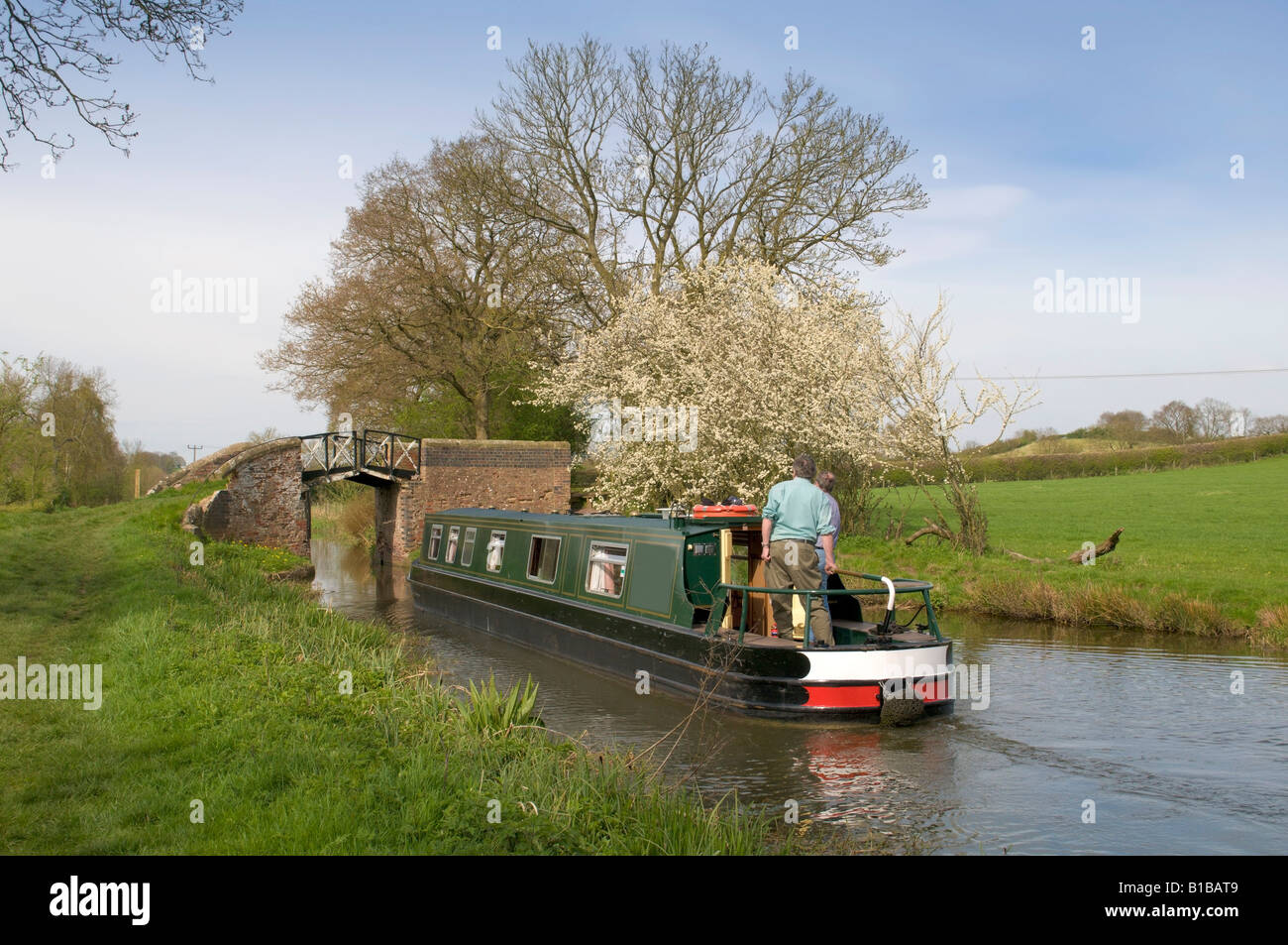 A narrow boat on the Stratford upon avon canal Preston Bagot flight of ...