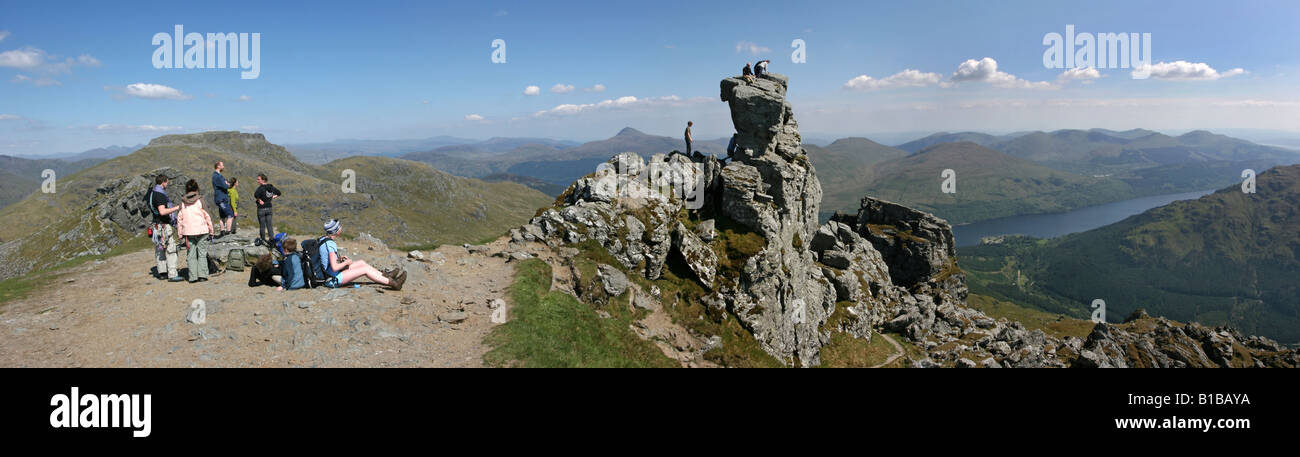 Hikers on the summit of Ben Arthur (The Cobbler Stock Photo - Alamy
