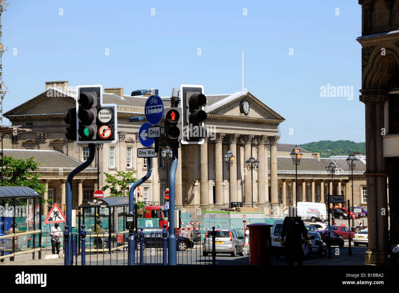 The classical colonnade and portico of the entrance of the Victorian ...
