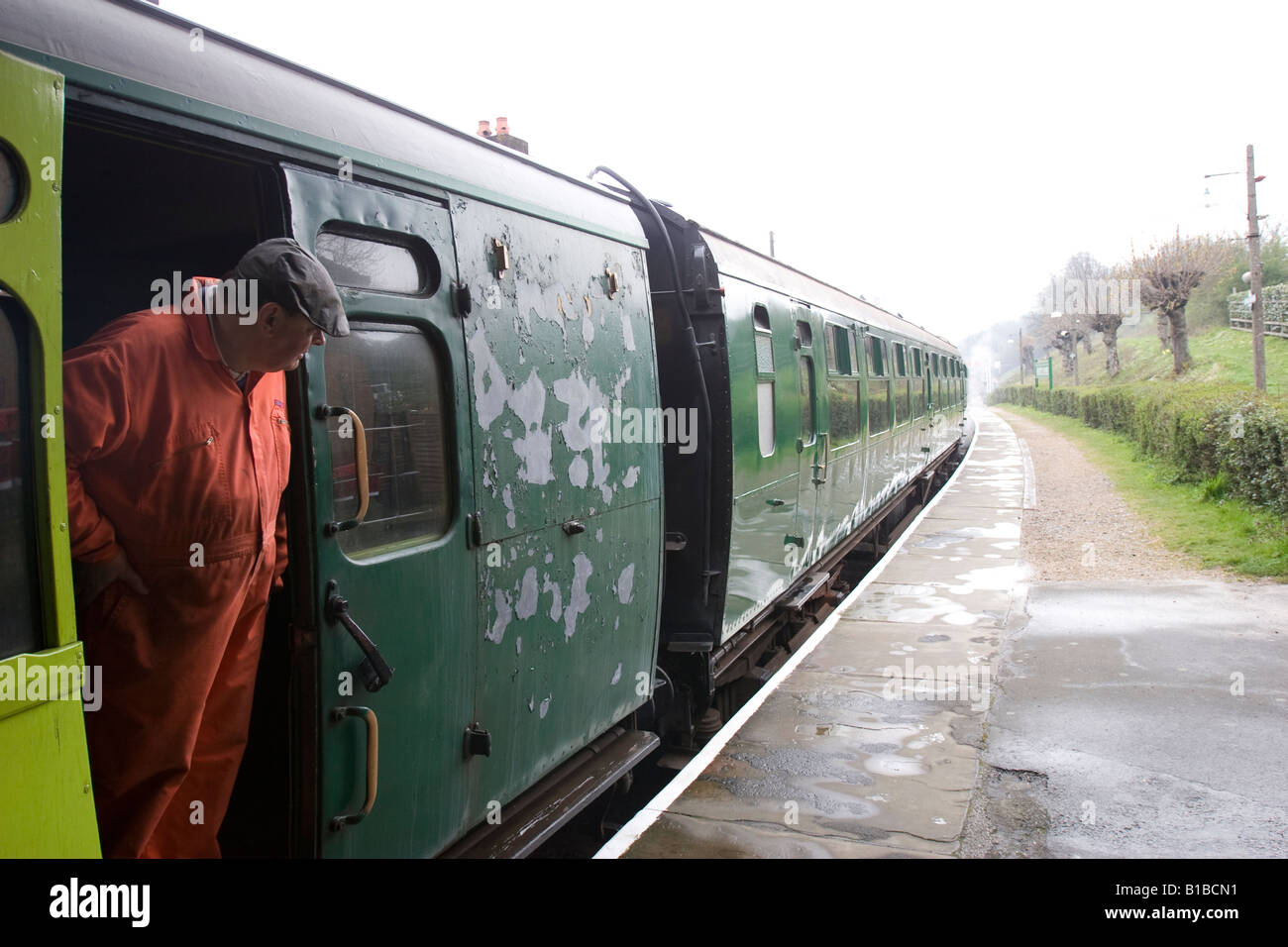 Train driver. Bluebell Railway. East Sussex England Stock Photo - Alamy