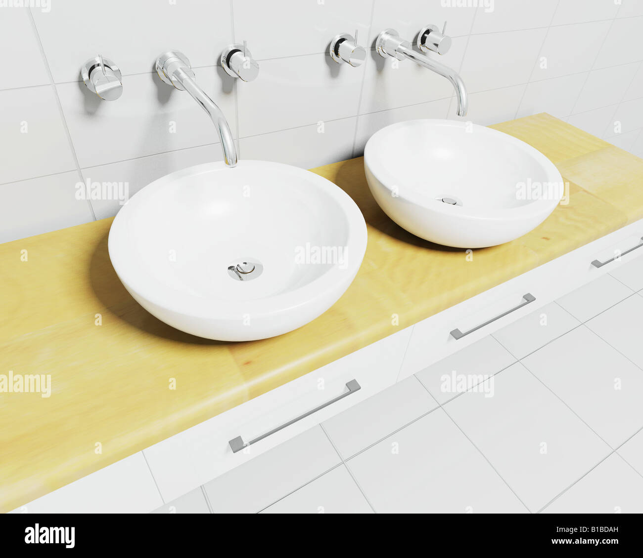 3D render of modern bathroom sinks Stock Photo - Alamy