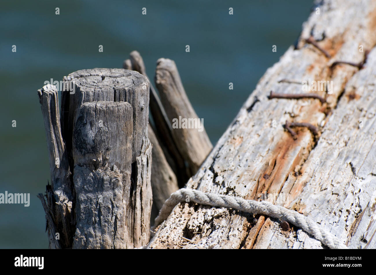 Detail of the old wooden pier Stock Photo - Alamy