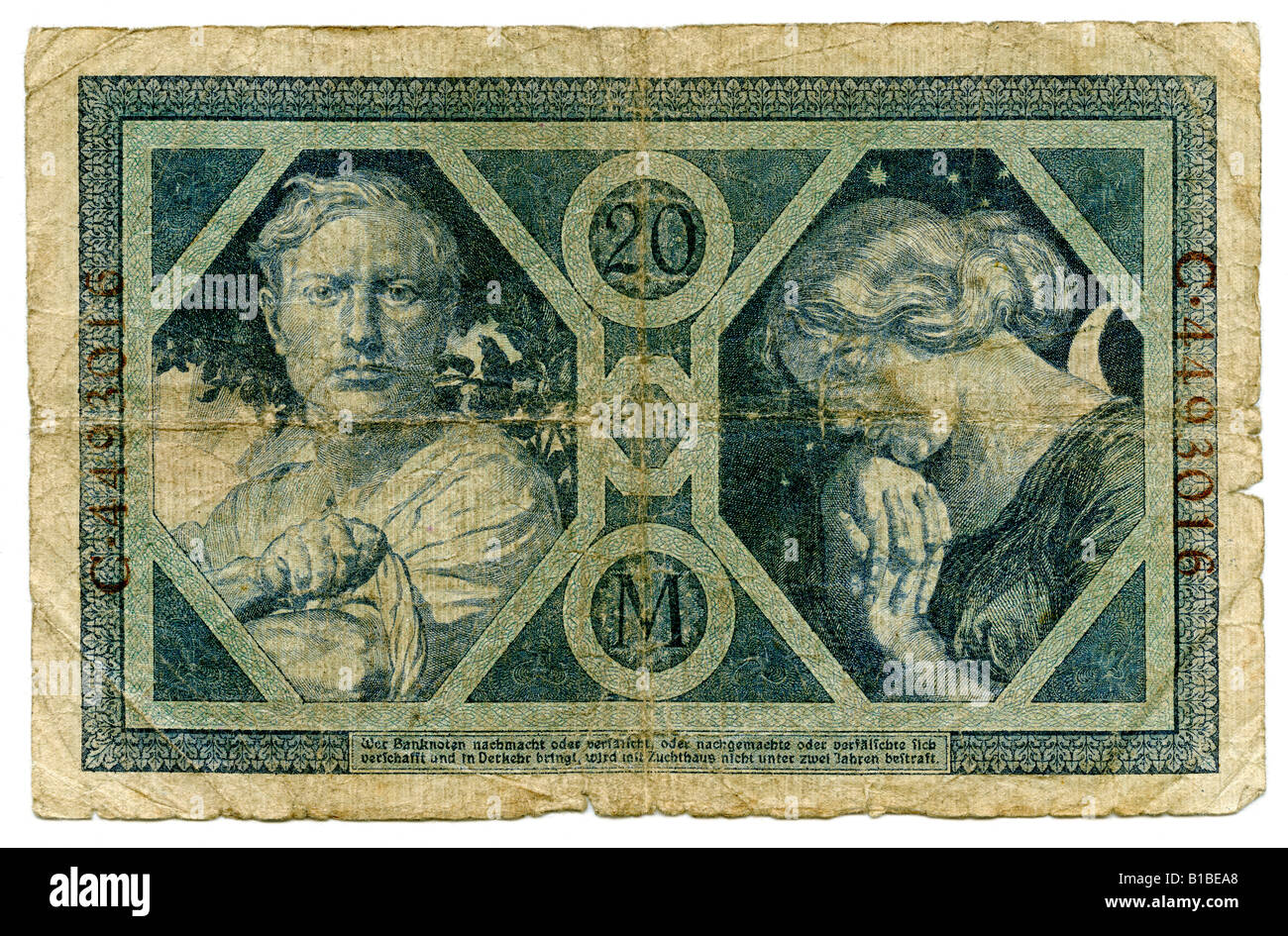 Old German Reichsmark banknote, close-up Stock Photo - Alamy