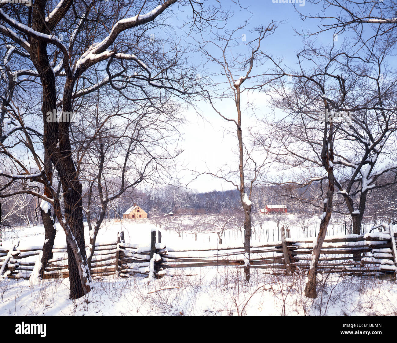 Historic Farm in Winter Stock Photo - Alamy
