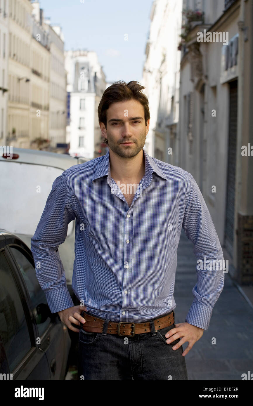 Young man in Paris, France Stock Photo - Alamy
