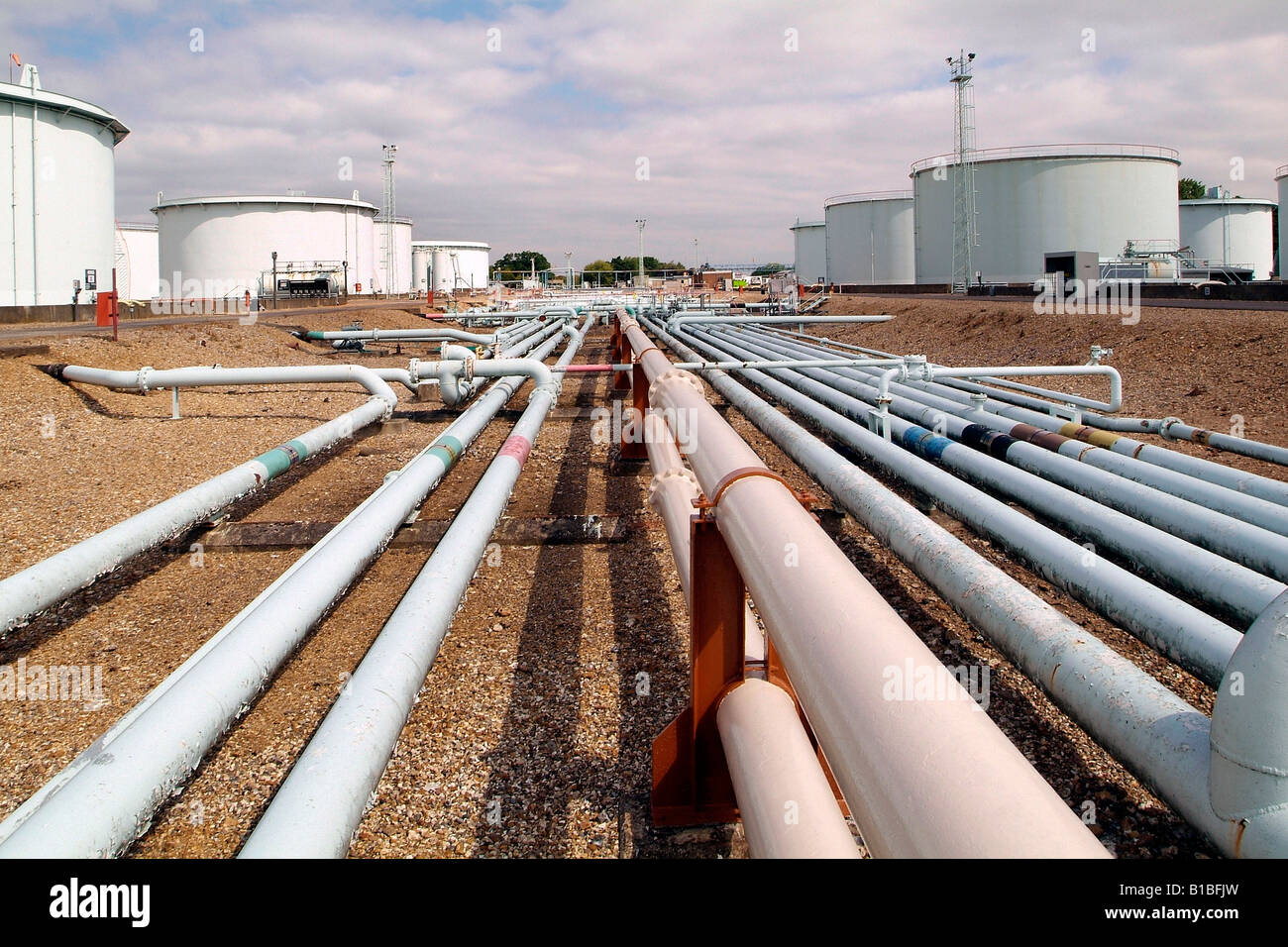Oil pipelines in a fuel farm Stock Photo - Alamy