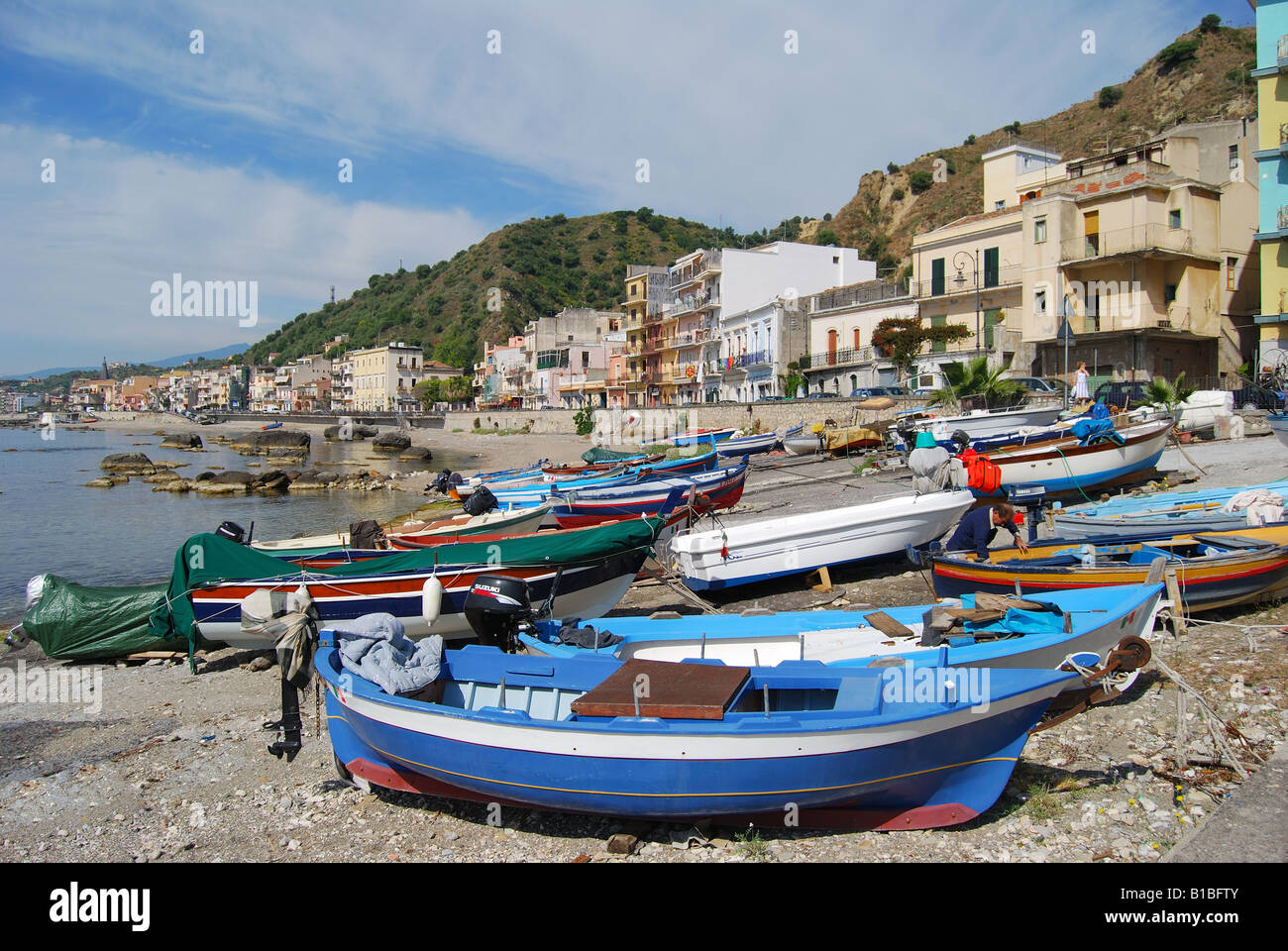 Beach and waterfront, Giardini Naxos, Sicily, Italy Stock Photo - Alamy