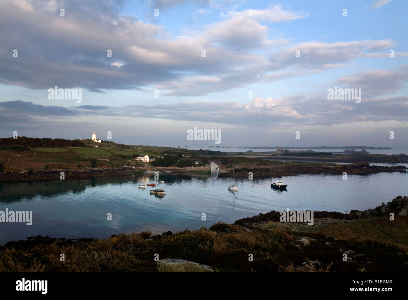 gugh looking towards st agnes quay Isles of Scilly Stock Photo - Alamy
