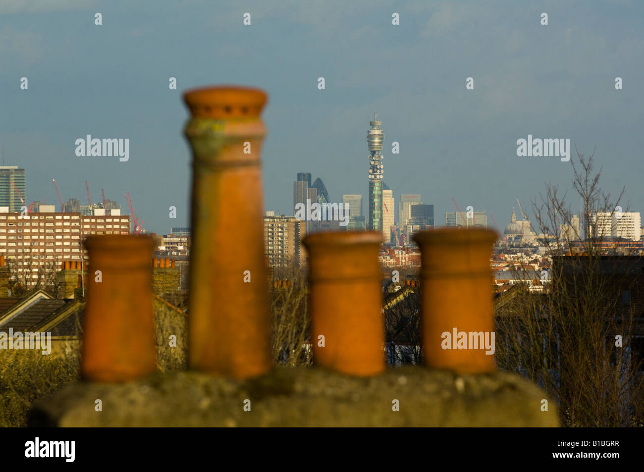 View of Central London from the roof tops of Kensal Rise Stock Photo ...
