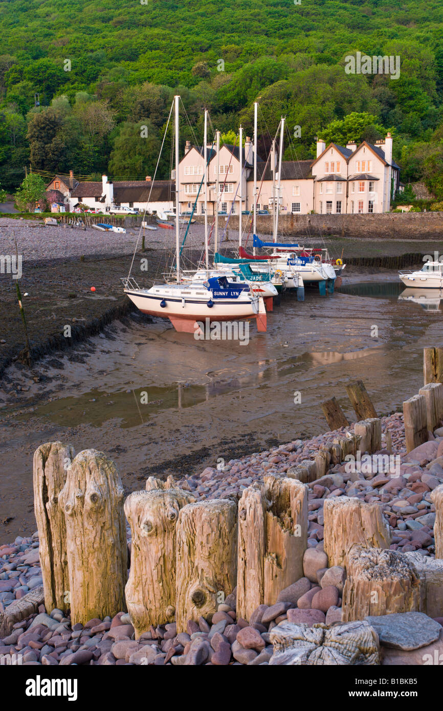 Low tide at Porlock Weir in Exmoor National Park Somerset England Stock ...