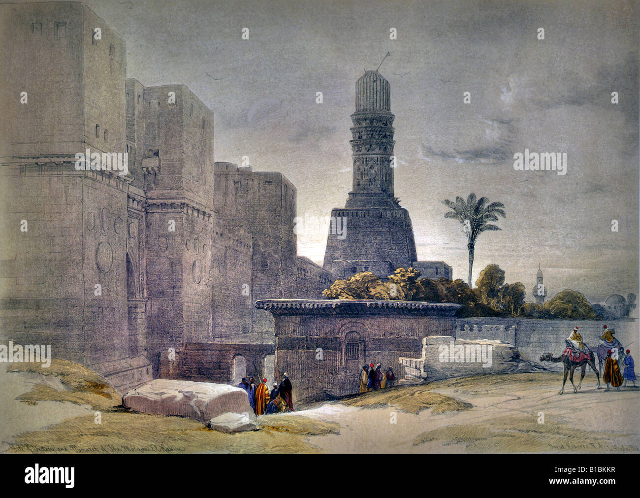 Gate of victory and minaret of the Mosque El Hakim 1839 Stock Photo - Alamy