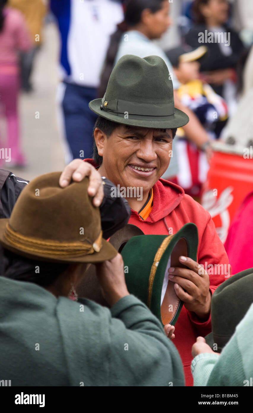 Hat salesman on Otavalo Market in Northern Ecuador in South America ...